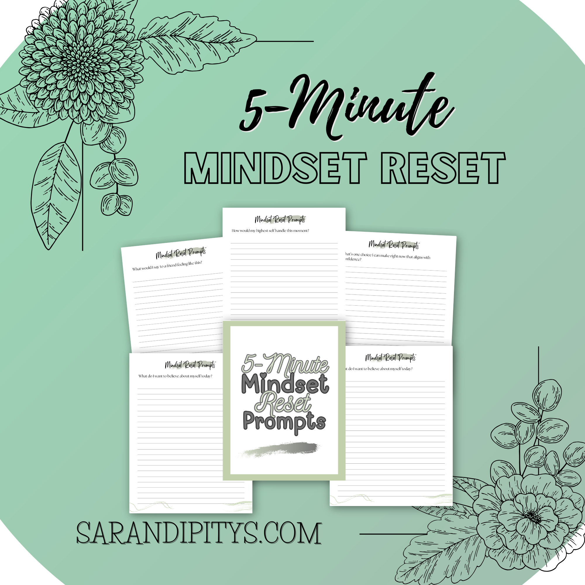 5-Minute Mindset Reset Printable Journal - Sarandipity's
