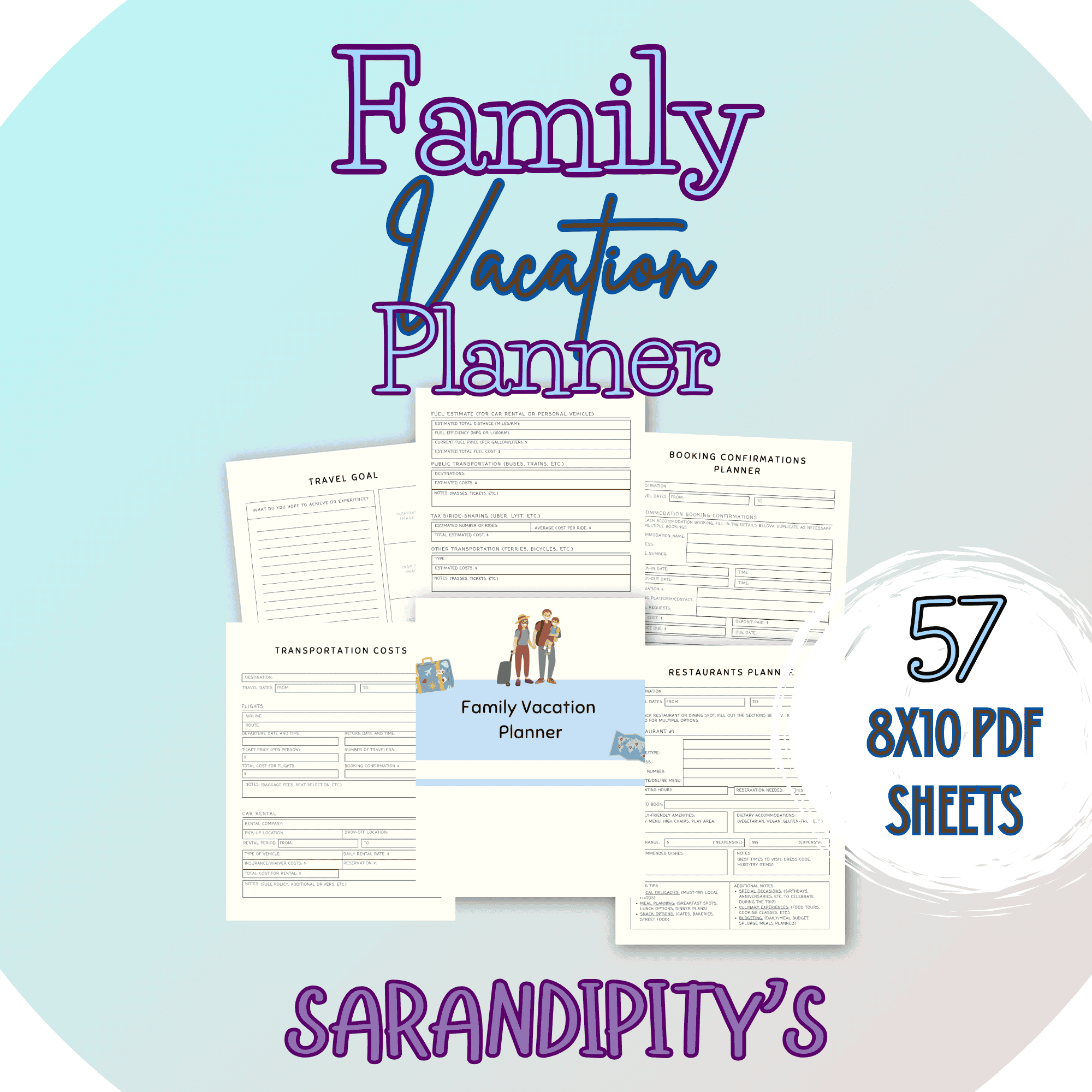 57-Page Family Vacation Planner | Printable Travel Organizer PDF ...