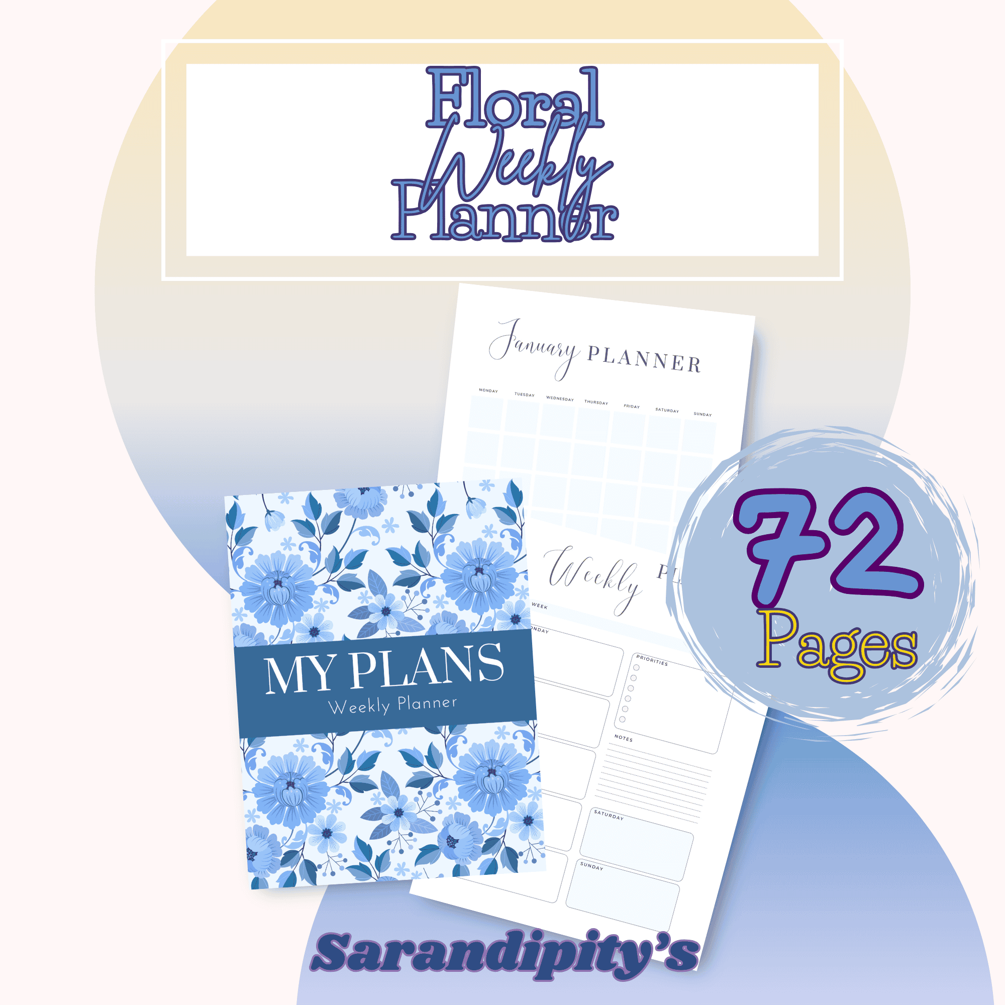 🌸 72-Page Floral Planner – Weekly & Monthly Printable Organizer ...
