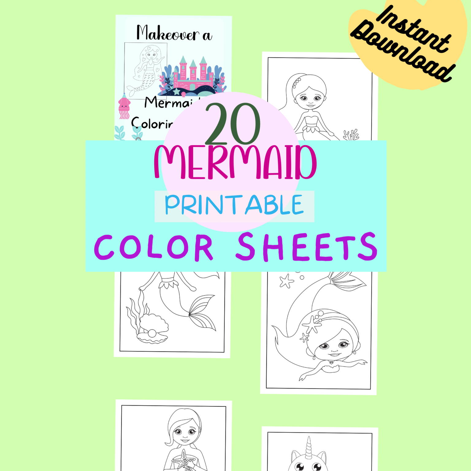 Printable Mermaids Coloring Book - Sarandipity's